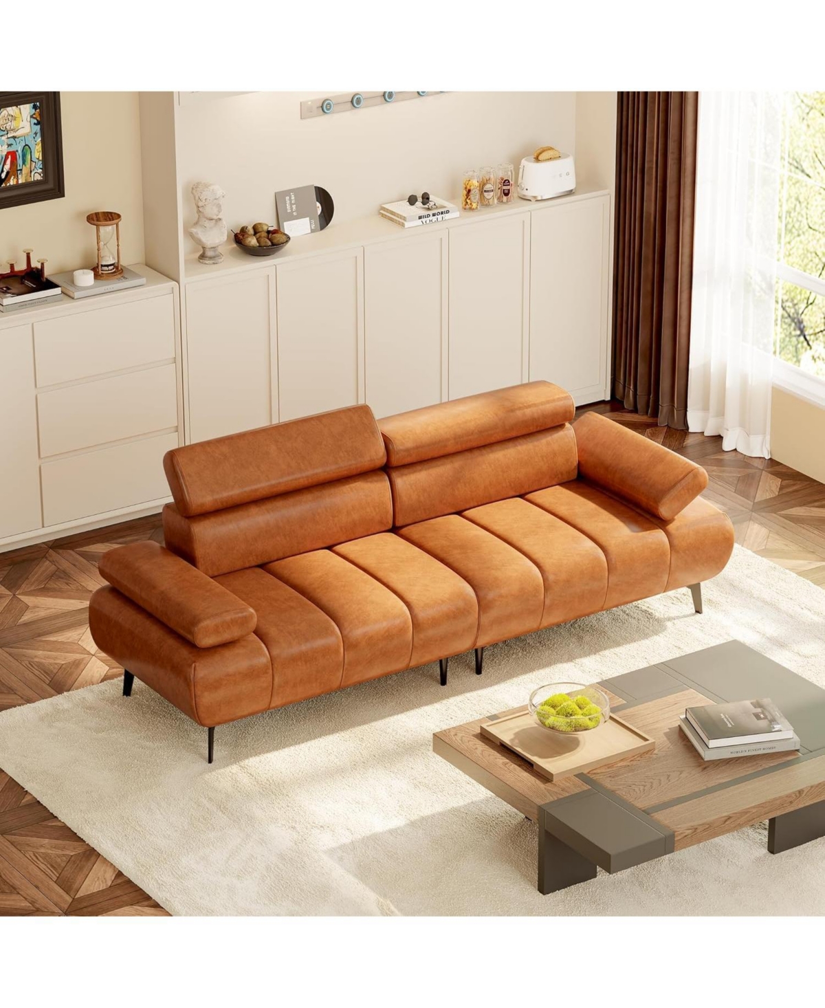 Click here for gaomon 3-Seater Sofa Bed  Faux Leather Futon Couch... prices