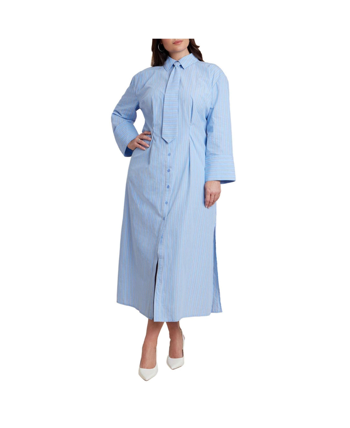 Click here for Eloquii Womens Maxi Shirt Dress With Tie - Friday... prices