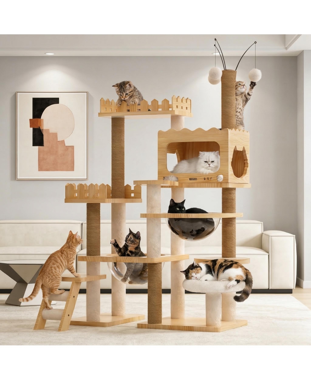 Click here for Zeus & Ruta 66.9 in. Modern Cat Tree Tower For Ind... prices