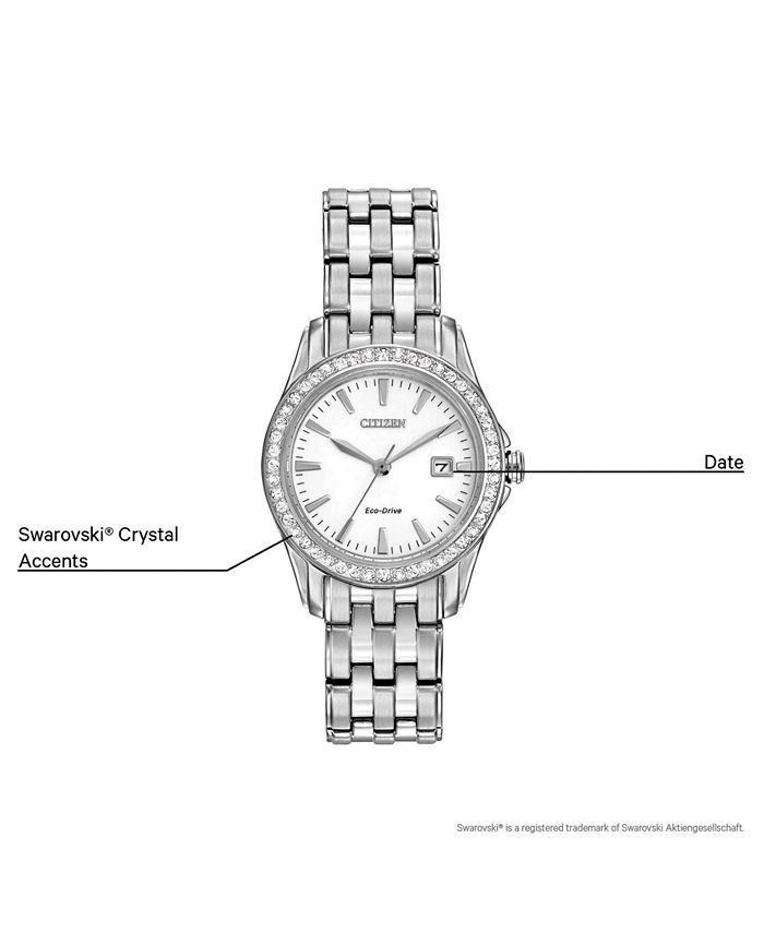 Citizen Women's Silhouette Crystal Eco-Drive Stainless Steel Bracelet Watch 28mm EW1901-58A - Macy's