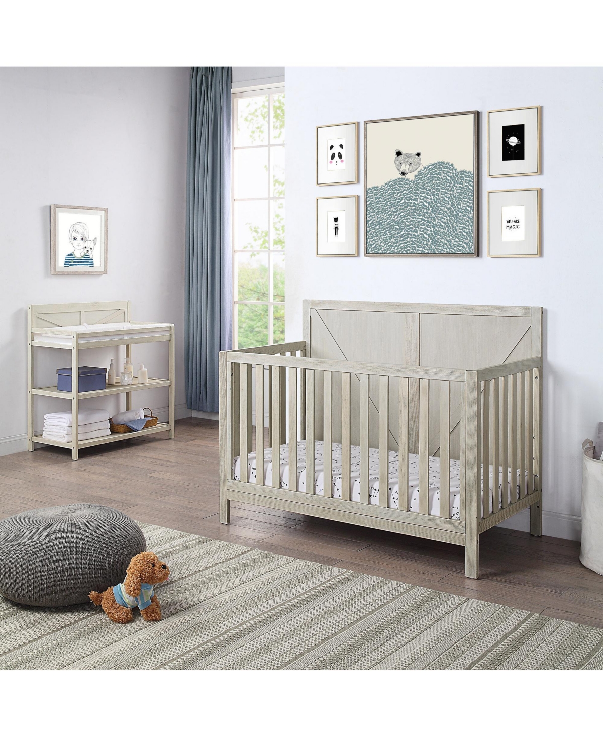 Click here for flynama Washed Gray 4 in 1 convertible crib with i... prices