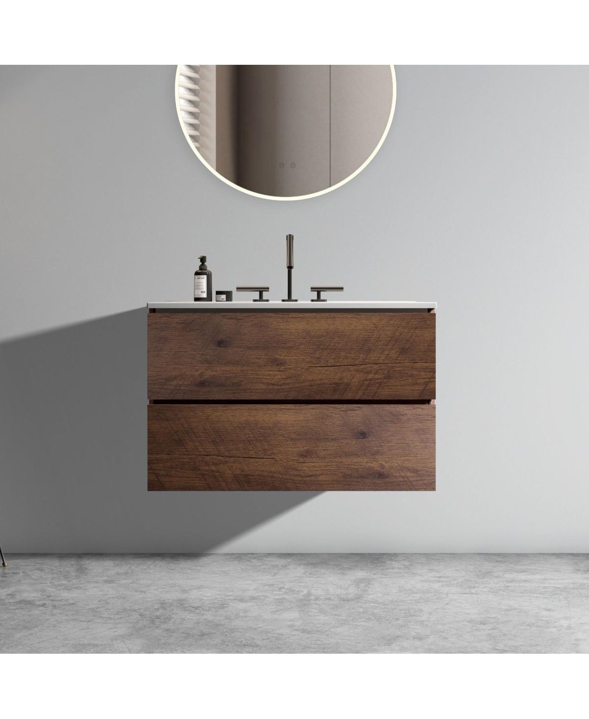 Click here for Thirtypeachy 30" Modern Walnut Wall Mount Van... prices