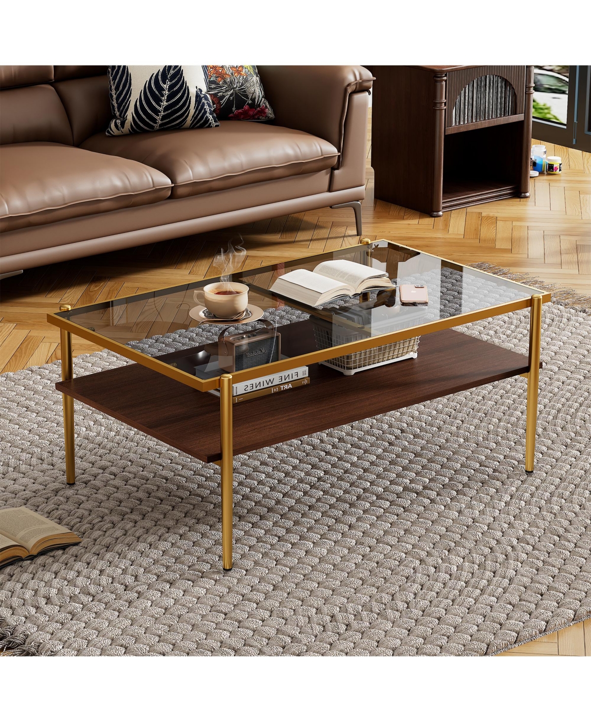 Click here for Rainsken Rectangle 2 Tier Coffee Table  Center Tab... prices