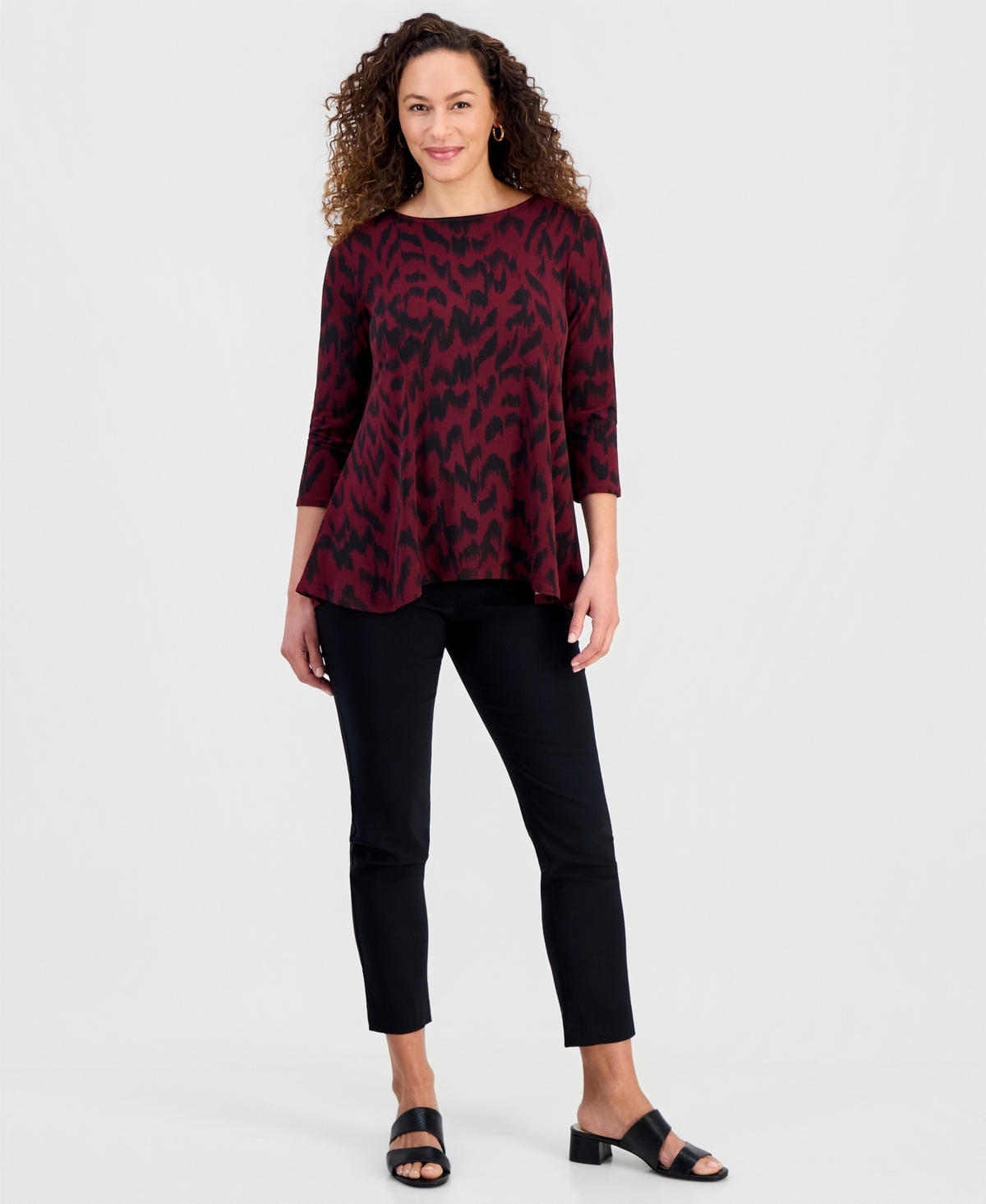 Click here for Jm Collection Petite Printed 3/4-Sleeve Long Top... prices