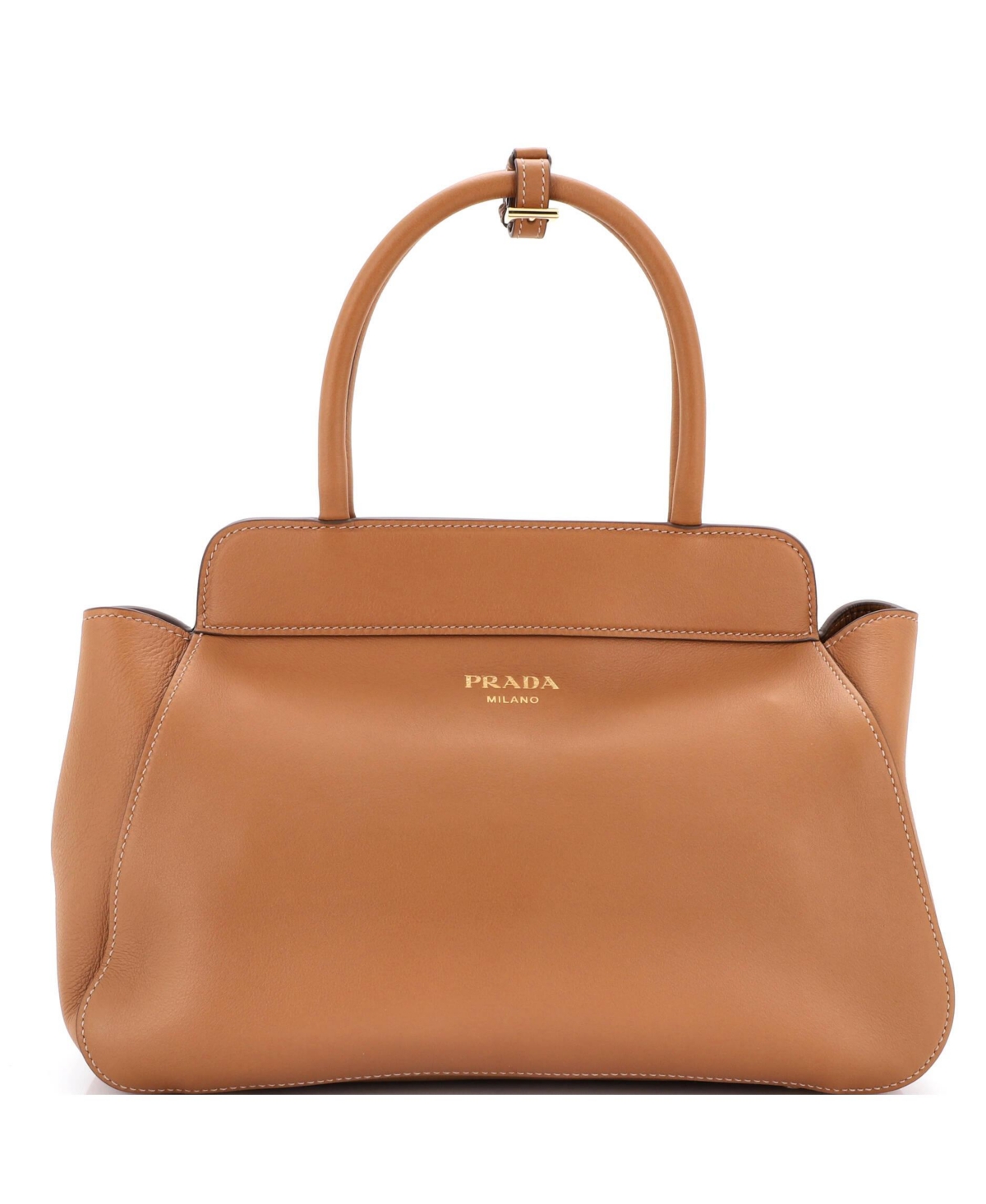 Click here for Pre-Owned Prada Medium Frame Tote Soft Grain Leath... prices