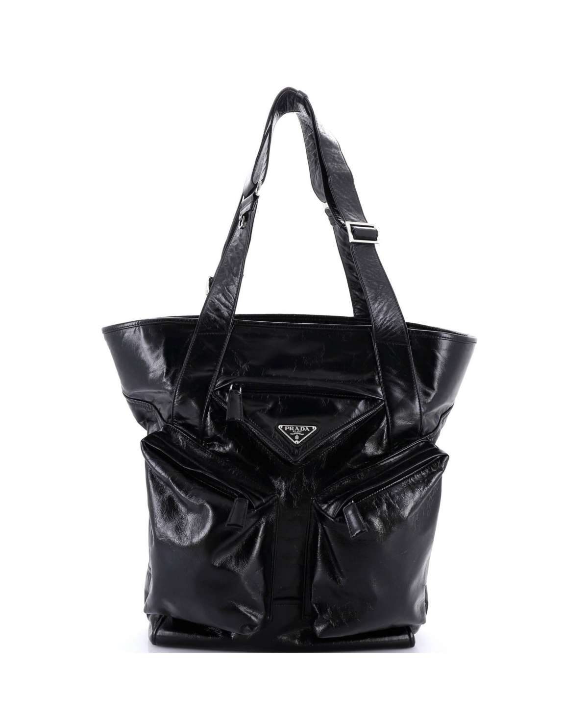 Click here for Pre-Owned Prada Tall Triple Front Pocket Tote Leat... prices