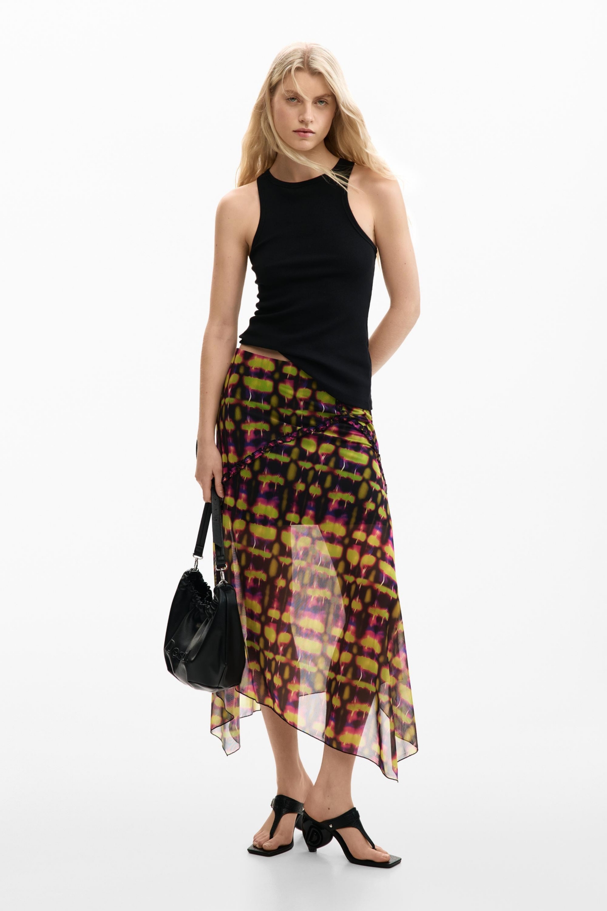 Click here for Desigual Womens Asymmetrical printed skirt - Green prices