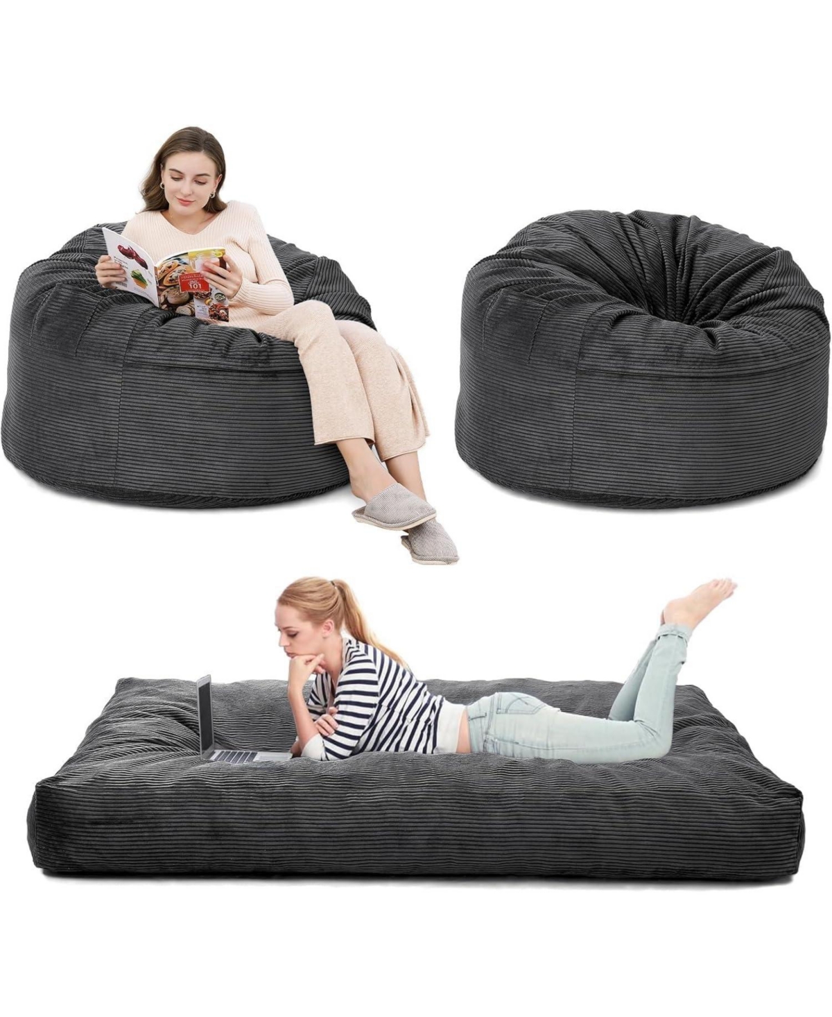 Click here for gaomon 2-in-1 Giant Bean Bag Chair Bed for Adults... prices