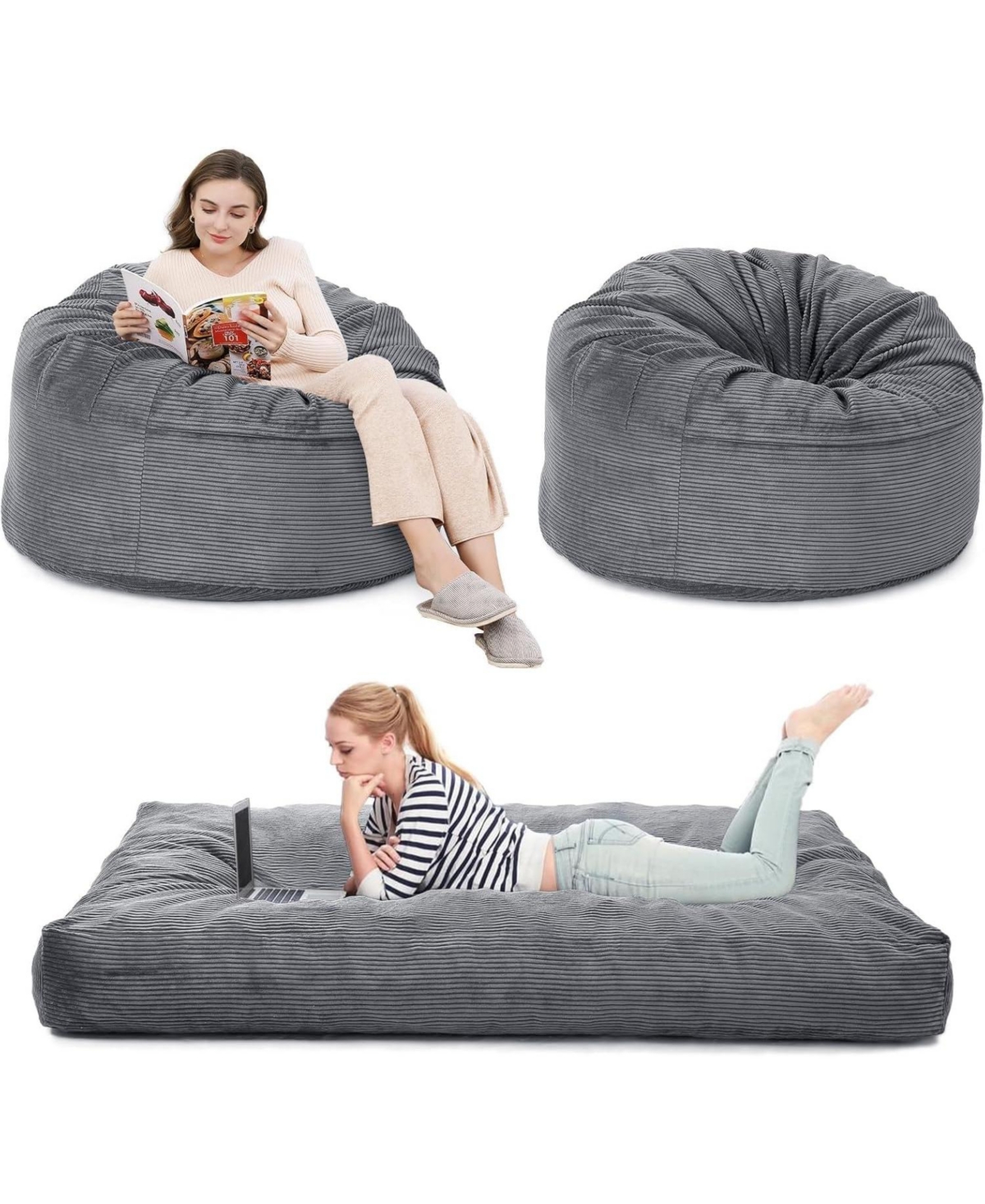 Click here for gaomon 2-in-1 Giant Bean Bag Chair Bed for Adults... prices