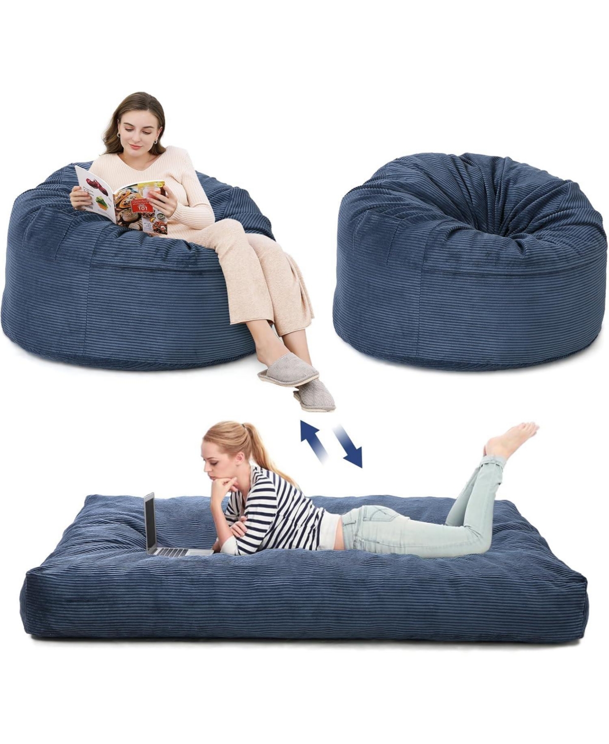 Click here for gaomon 2-in-1 Giant Bean Bag Chair Bed for Adults... prices