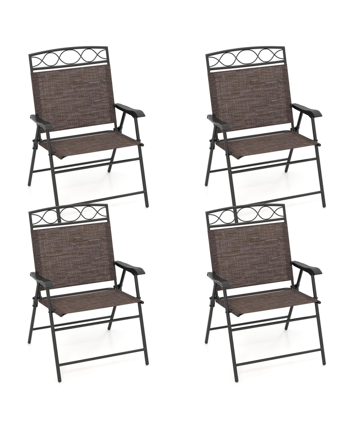 Click here for Sugift Set of Four Patio Folding Dining Chairs wit... prices