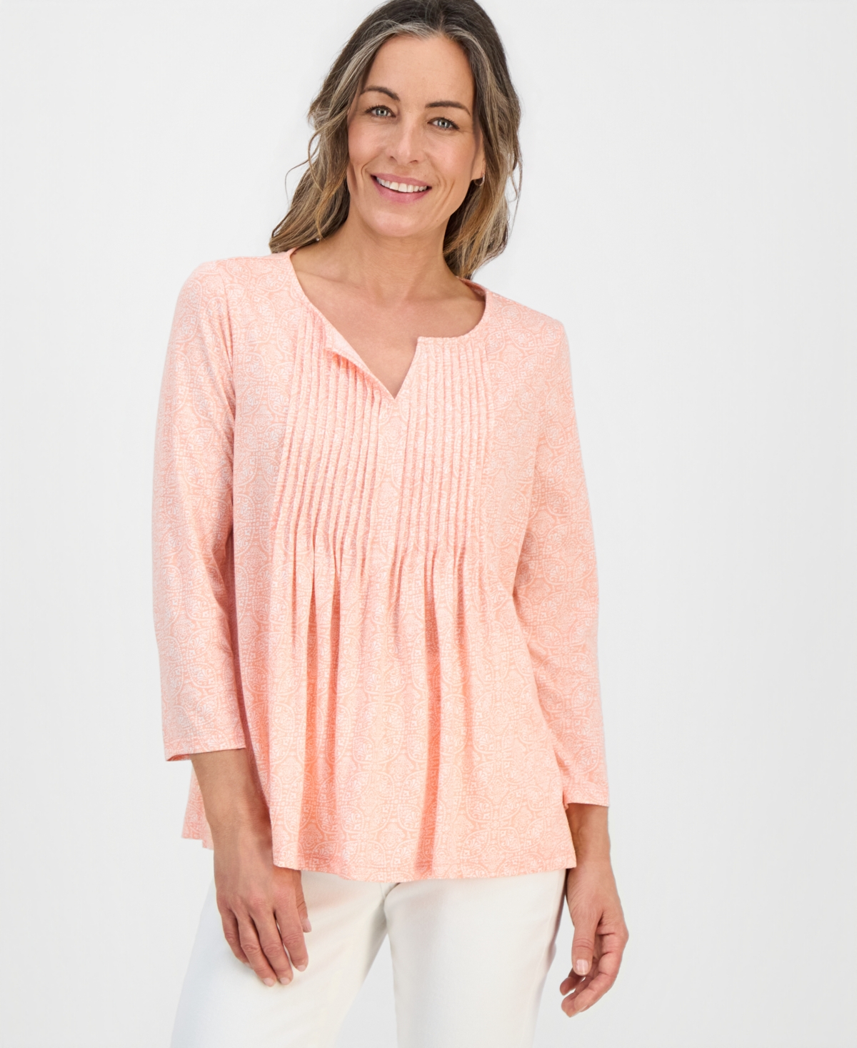 Click here for Style & Co Petite Pintuck Long-Sleeve Top  Macys E... prices