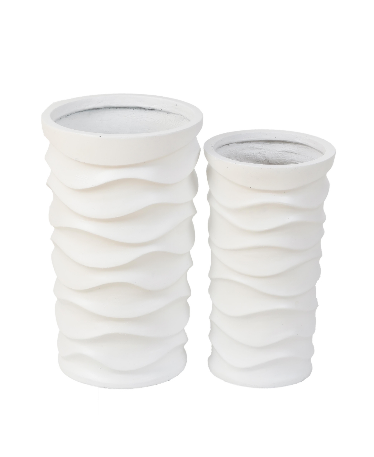 Click here for LuxenHome Set of 2 Waves Tall Round MgO Planters -... prices
