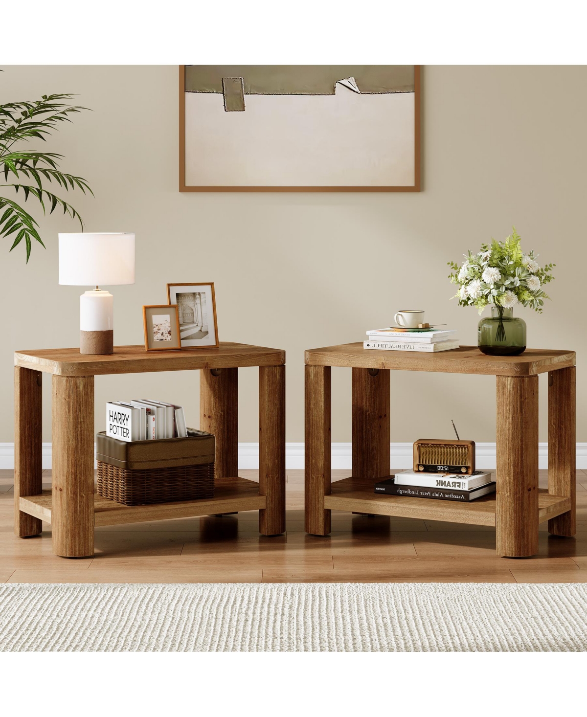 Click here for Tribesigns Solid Wood End Table Set of 2  Farmhous... prices