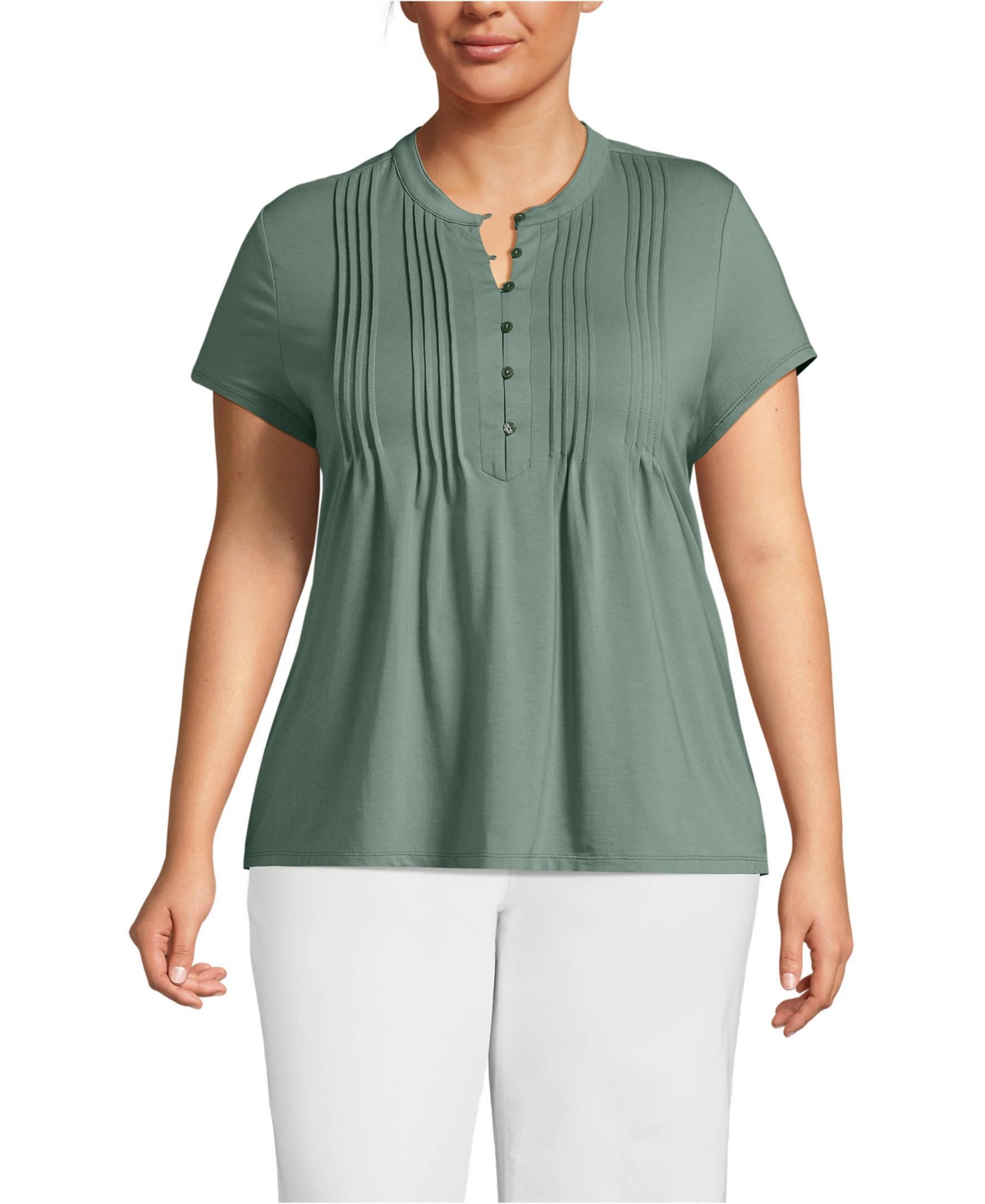 Click here for Lands End Plus Size Lightweight Jersey Button Pint... prices