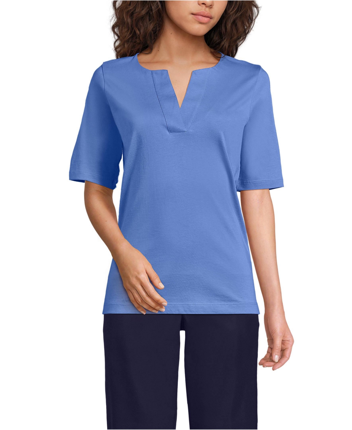 Click here for Lands End Womens Supima Jersey Half Sleeve Splitne... prices