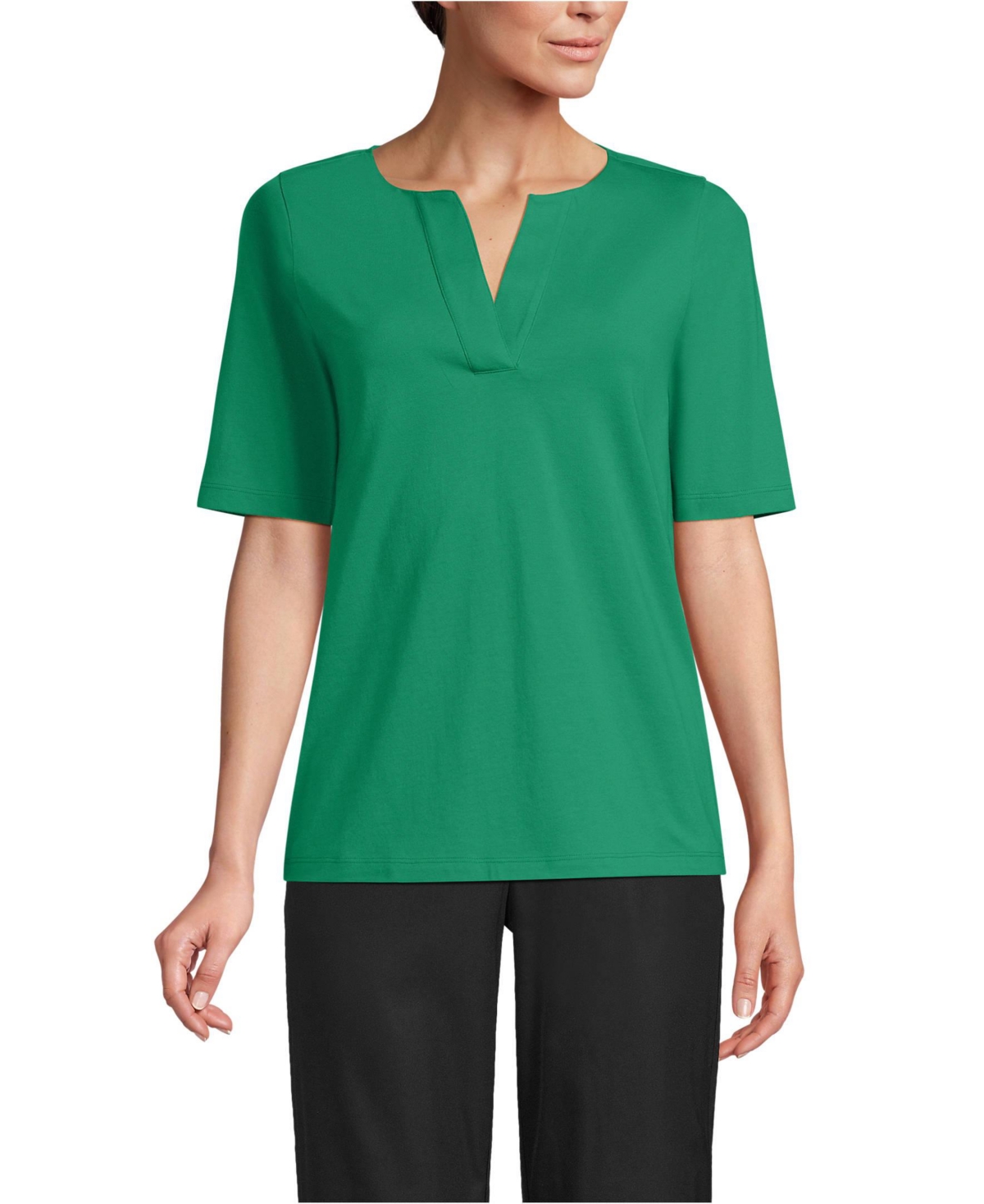 Click here for Lands End Womens Supima Jersey Half Sleeve Splitne... prices