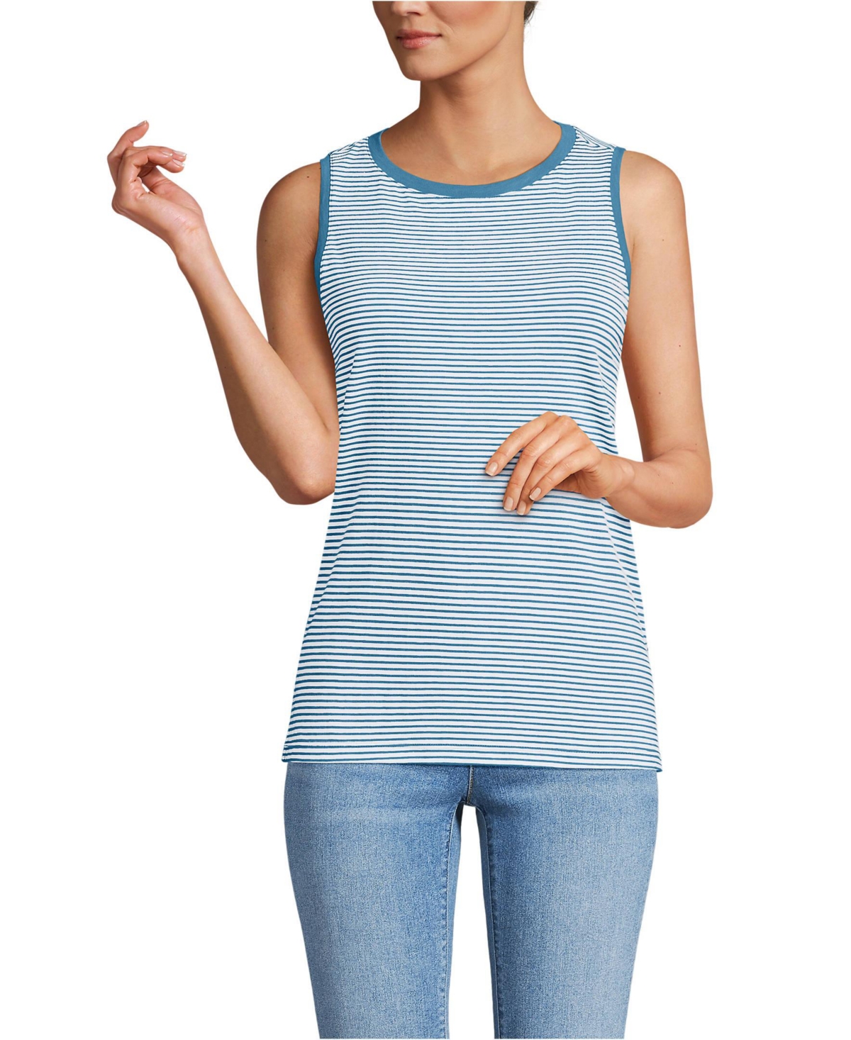 Click here for Lands End Womens Supima Cotton Crew Neck Tank - Te... prices