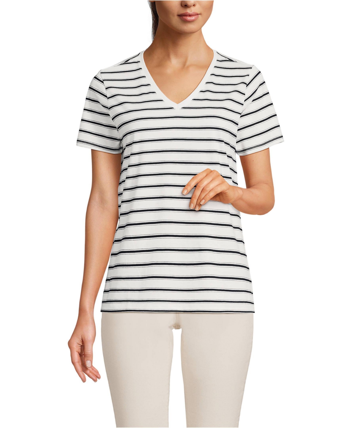 Click here for Lands End Womens Tall Relaxed Supima Cotton V-Neck... prices