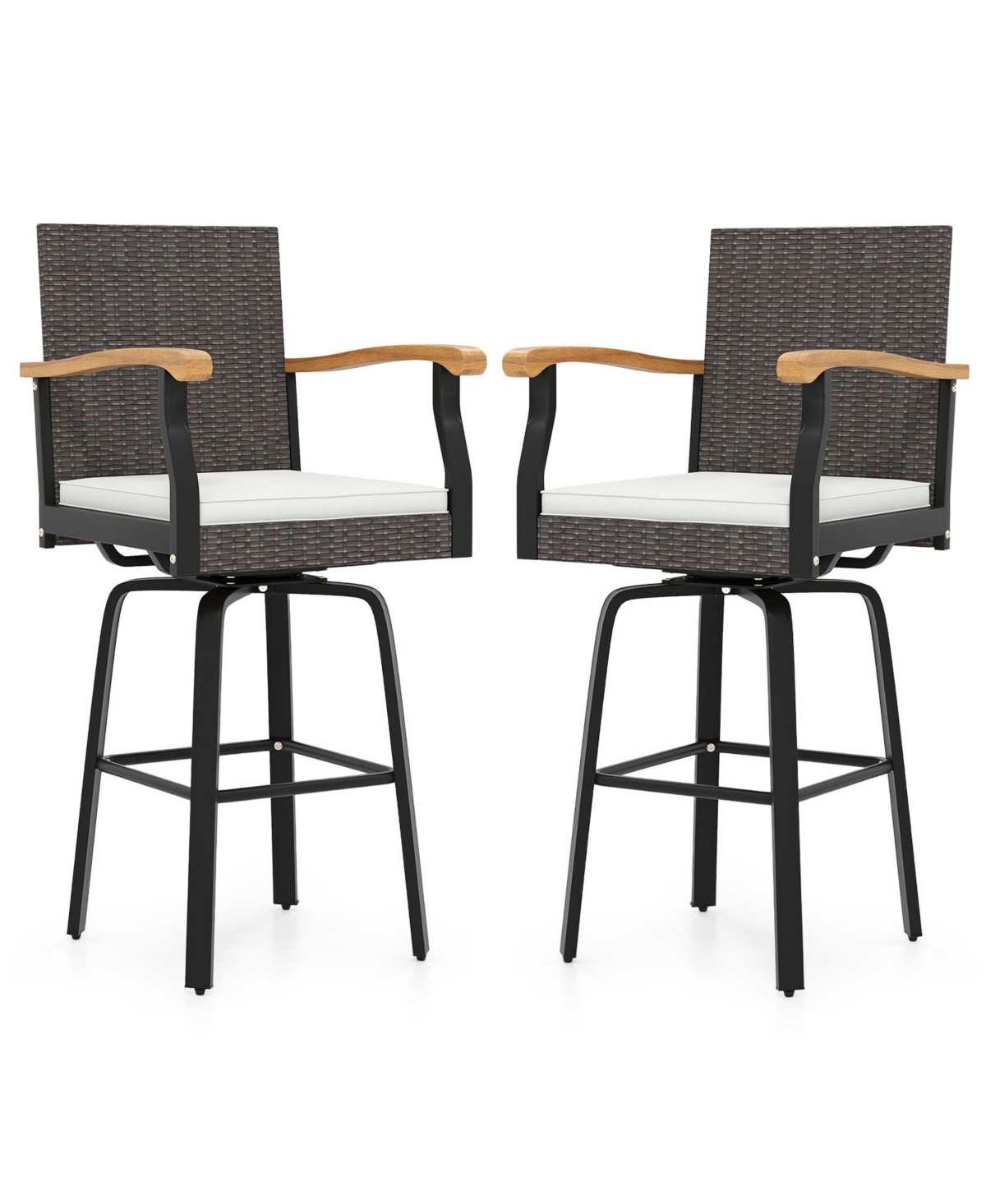 Click here for Gymax 2 Pcs Outdoor Rattan 360 degree Swivel Bar S... prices