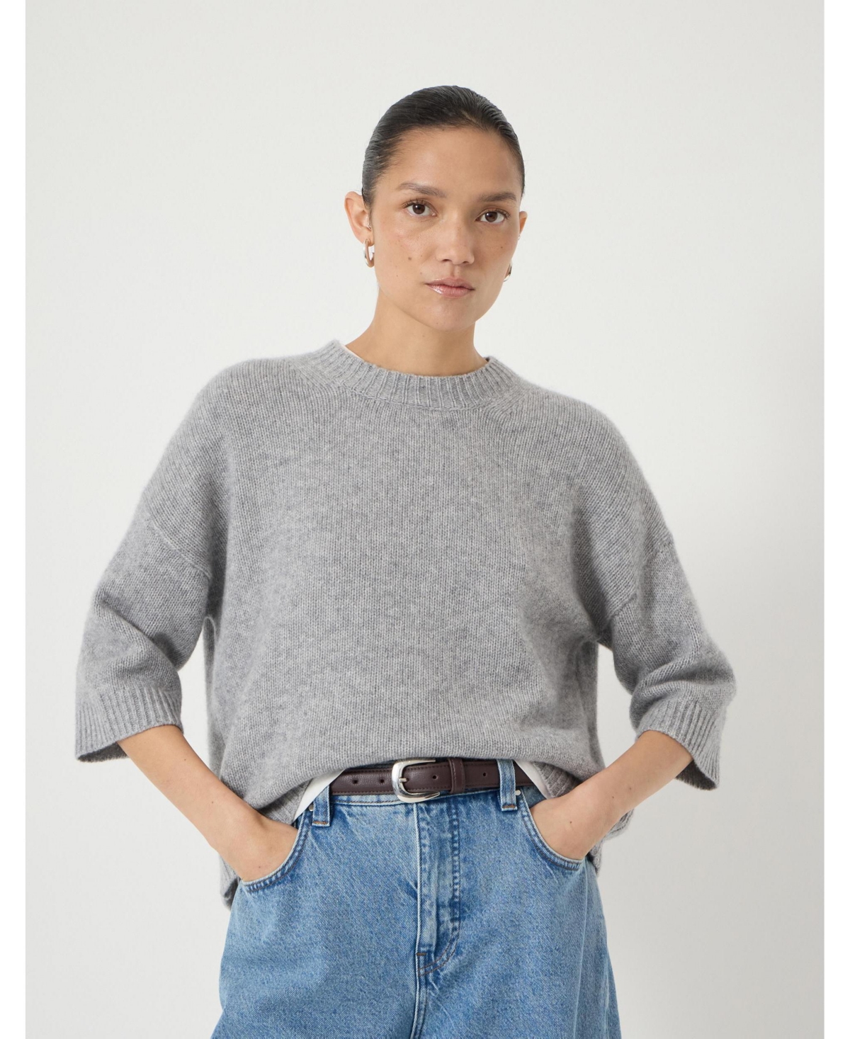 Click here for Hush Womens Cherrie Chunky Cashmere Tee - Mid grey... prices