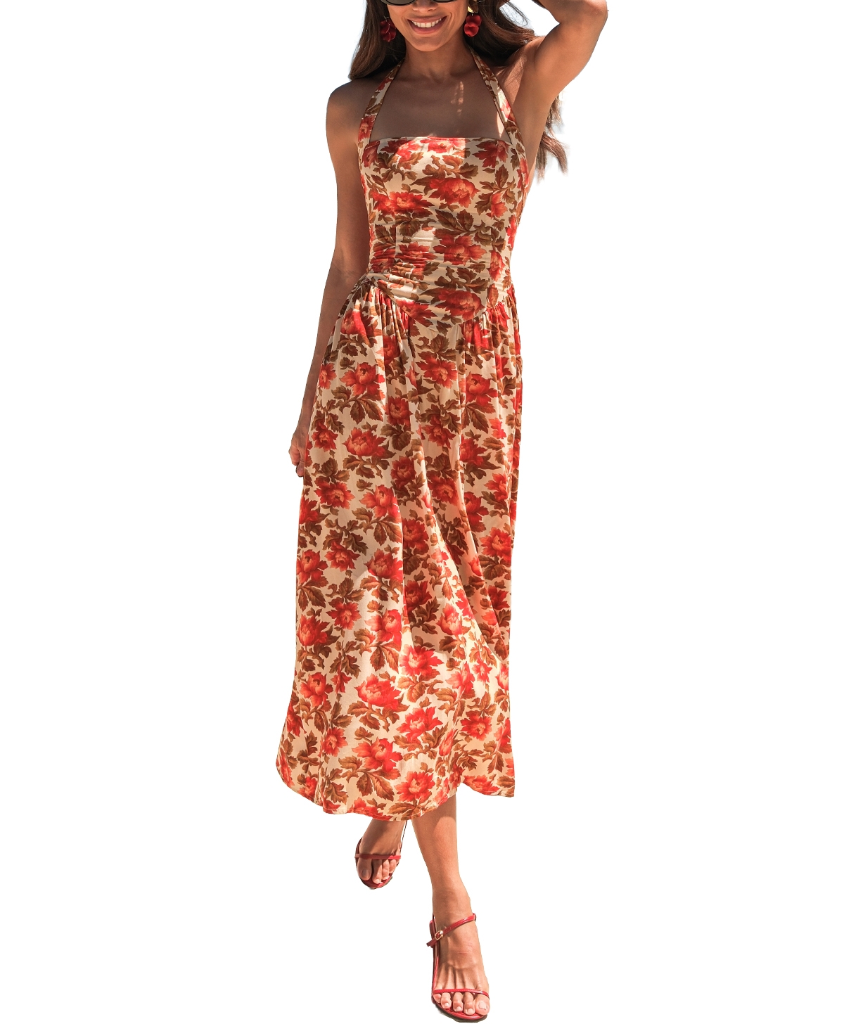 Click here for Cupshe Womens Pressed Roses Floral Midi Beach Dres... prices