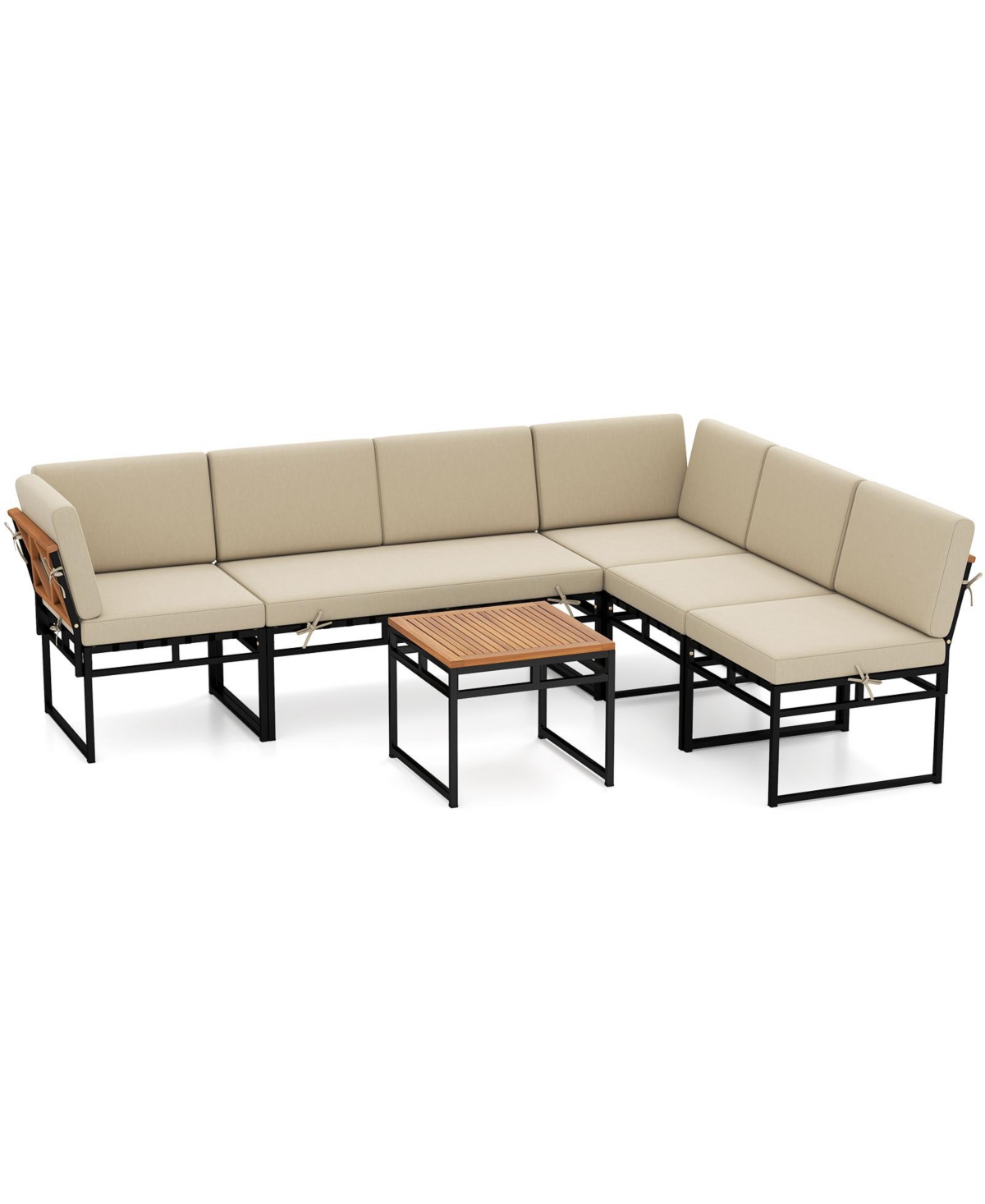 Click here for Sugift 6 Piece Outdoor Sectional Sofa Set with Cus... prices
