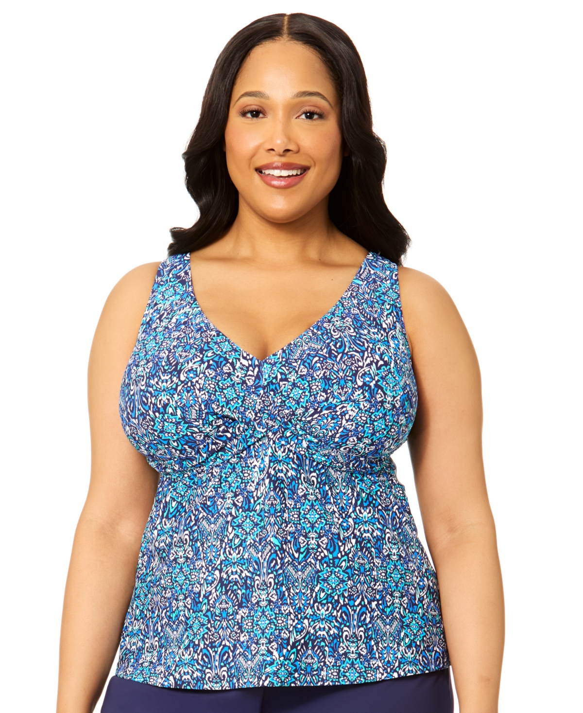 Click here for Island Escape Plus Size Printed V-Neck Underwire T... prices