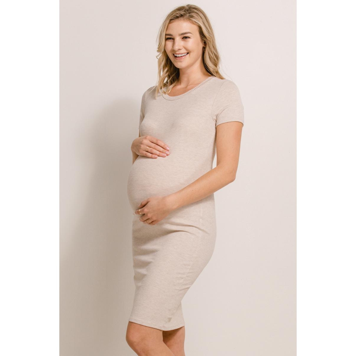 Click here for Hello Miz Maternity Ribbed Bodycon Short Sleeve Dr... prices