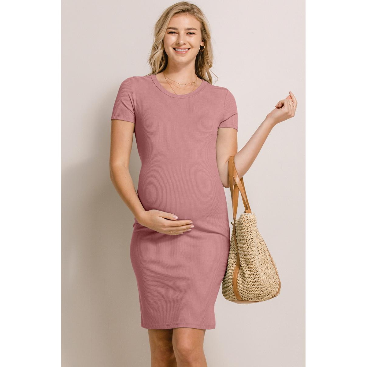 Click here for Hello Miz Maternity Ribbed Bodycon Short Sleeve Dr... prices