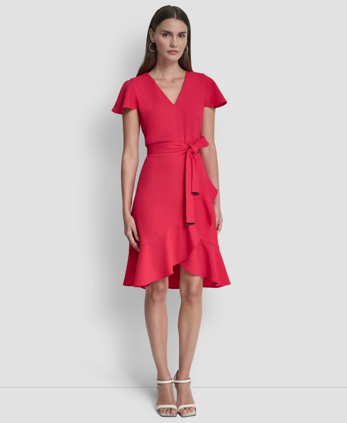 Click here for Dkny Womens Flutter Short-Sleeve V-Neck Faux-Wrap... prices