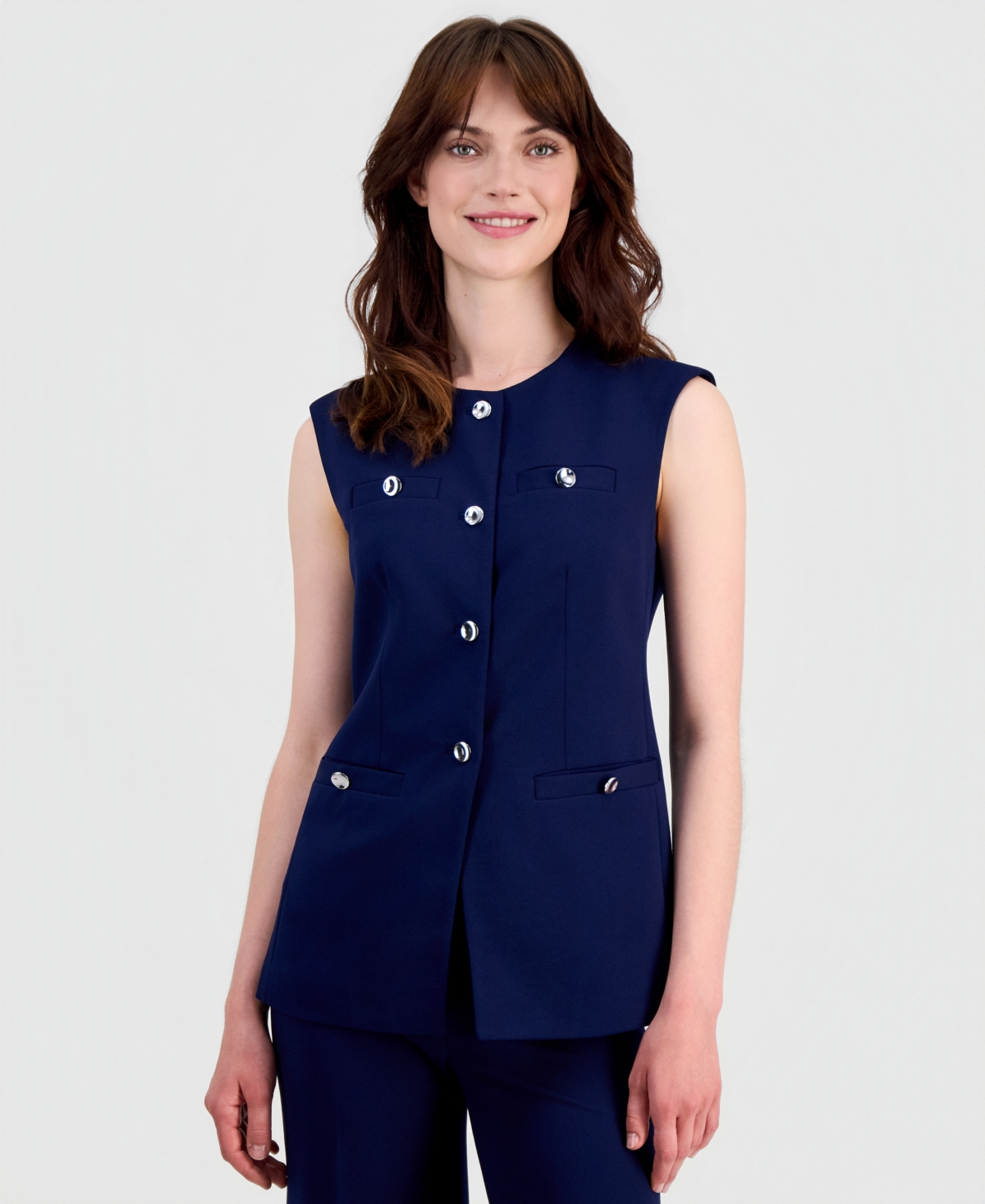 Click here for Anne Klein Womens Four-Button Vest - Distant Mount... prices
