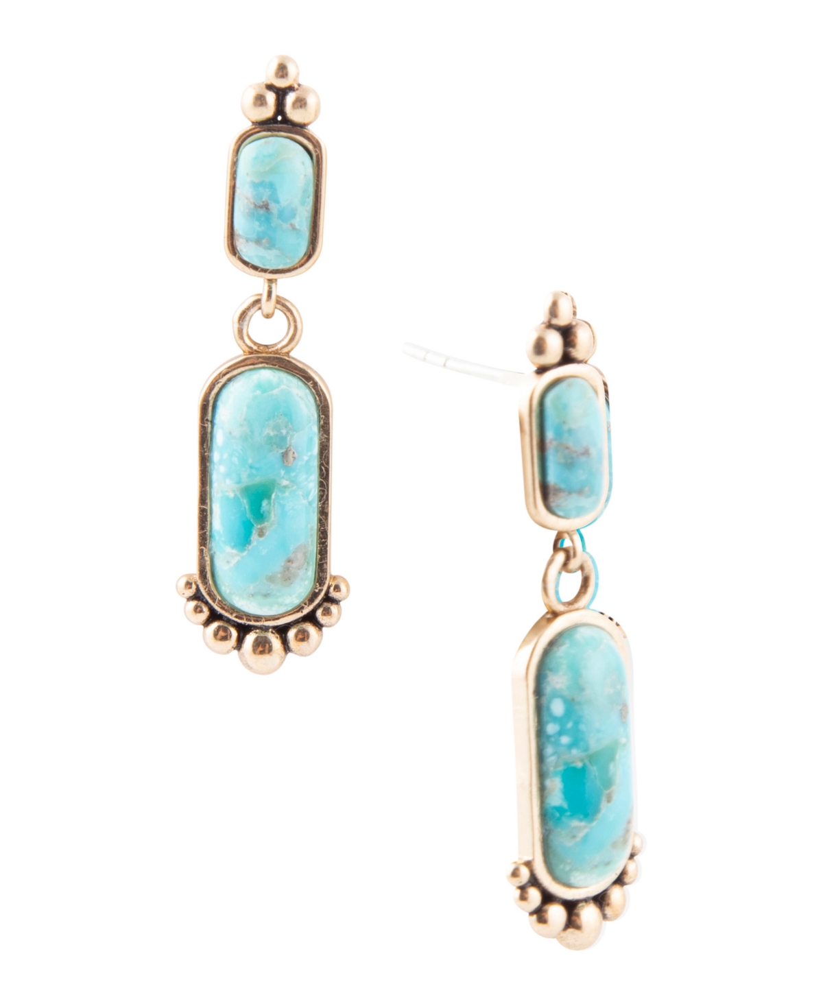 Click here for Barse Plateau Blue Turquoise and Golden Earrings -... prices