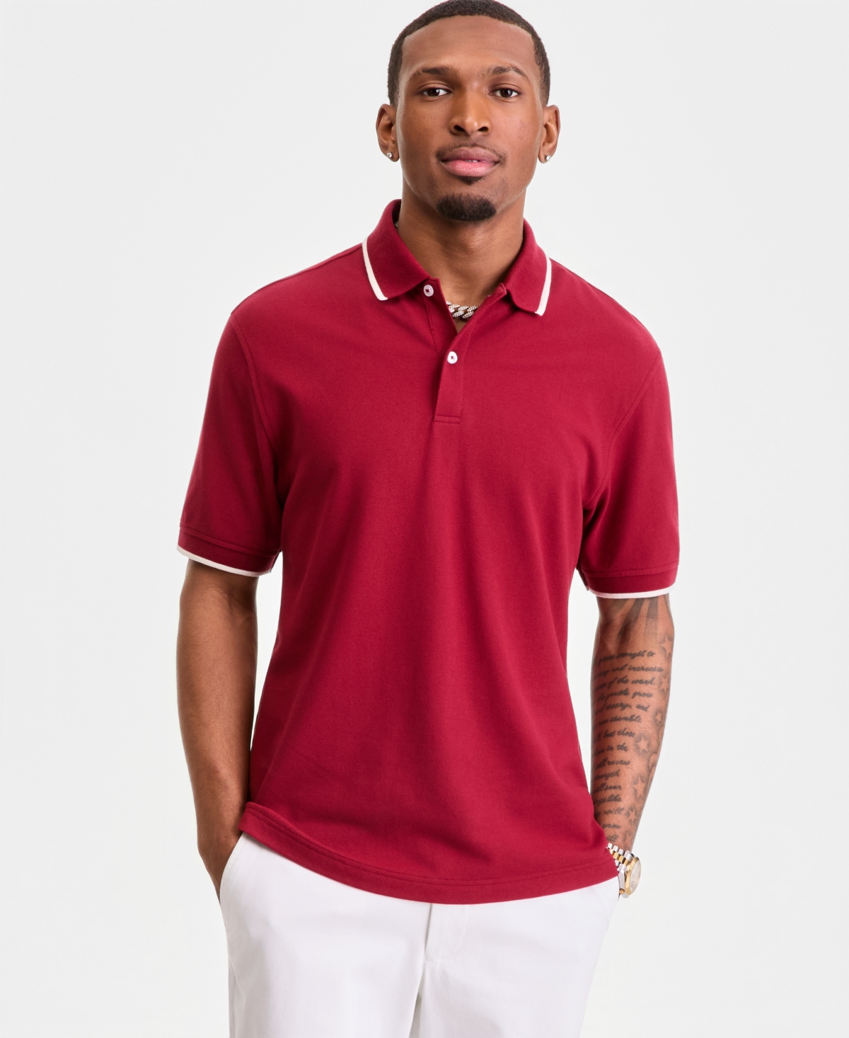 Click here for Club Room Mens Regular-Fit Tipped Performance Polo... prices