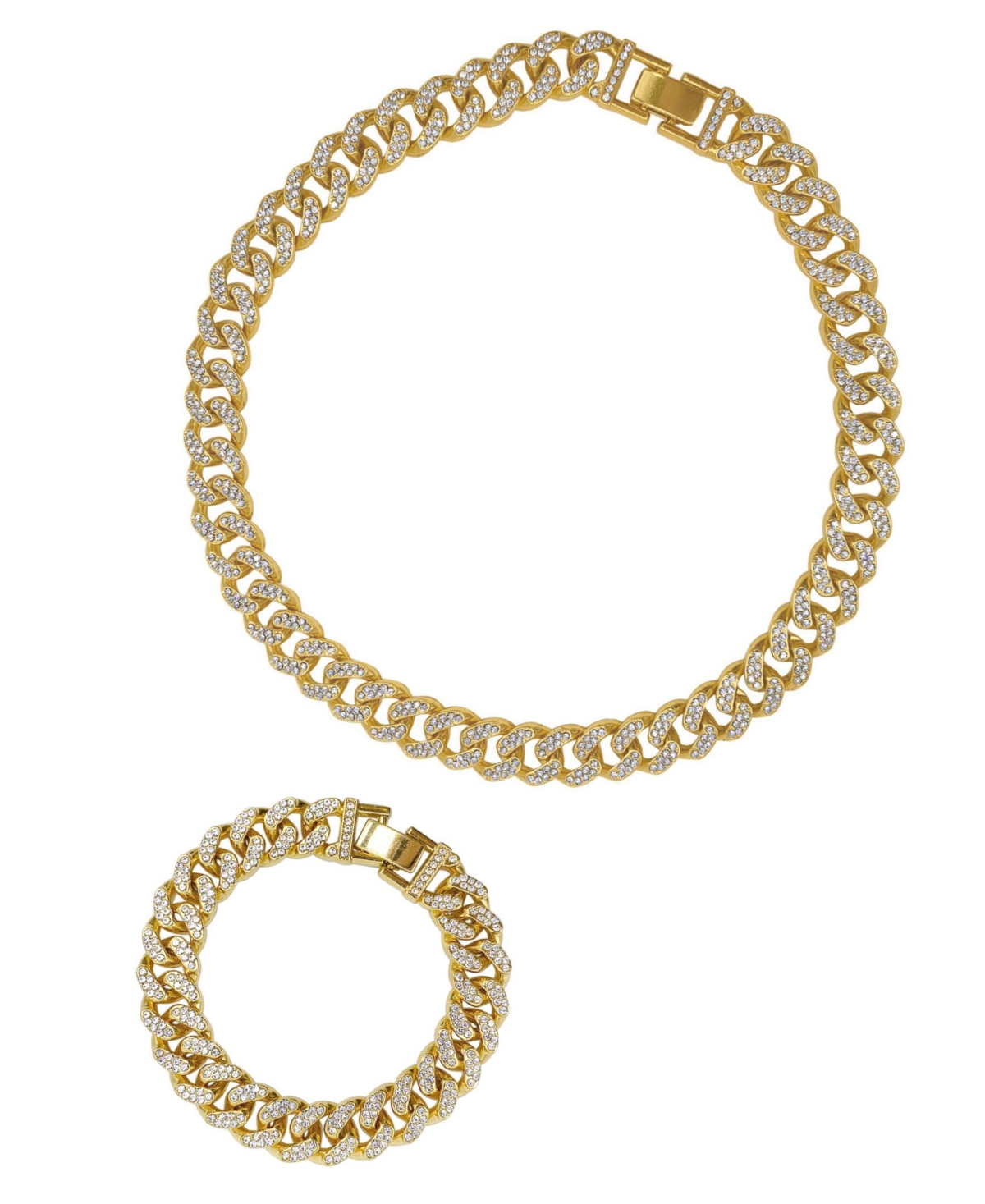 Click here for Adornia Gold 2-Piece Crystal Curb Chain Necklace a... prices