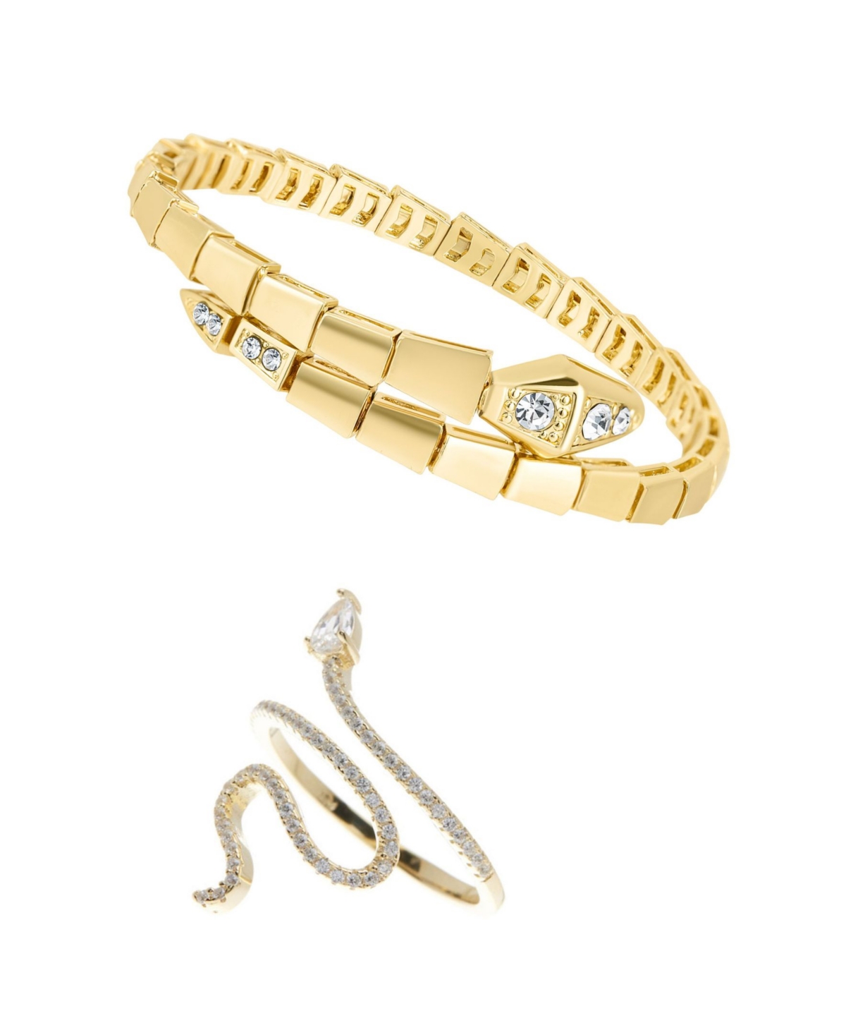 Click here for Adornia Cubic Zirconia Gold 2-Piece Snake Cuff Bra... prices