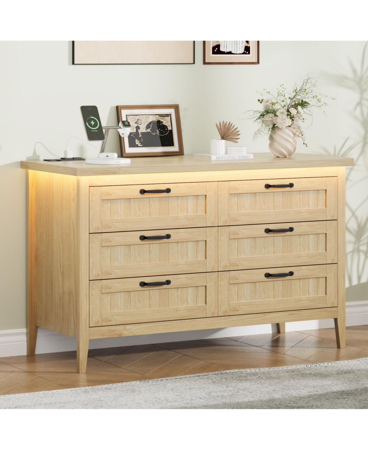 Click here for gaomon Farmhouse Drawer Dresser with Charging Stat... prices