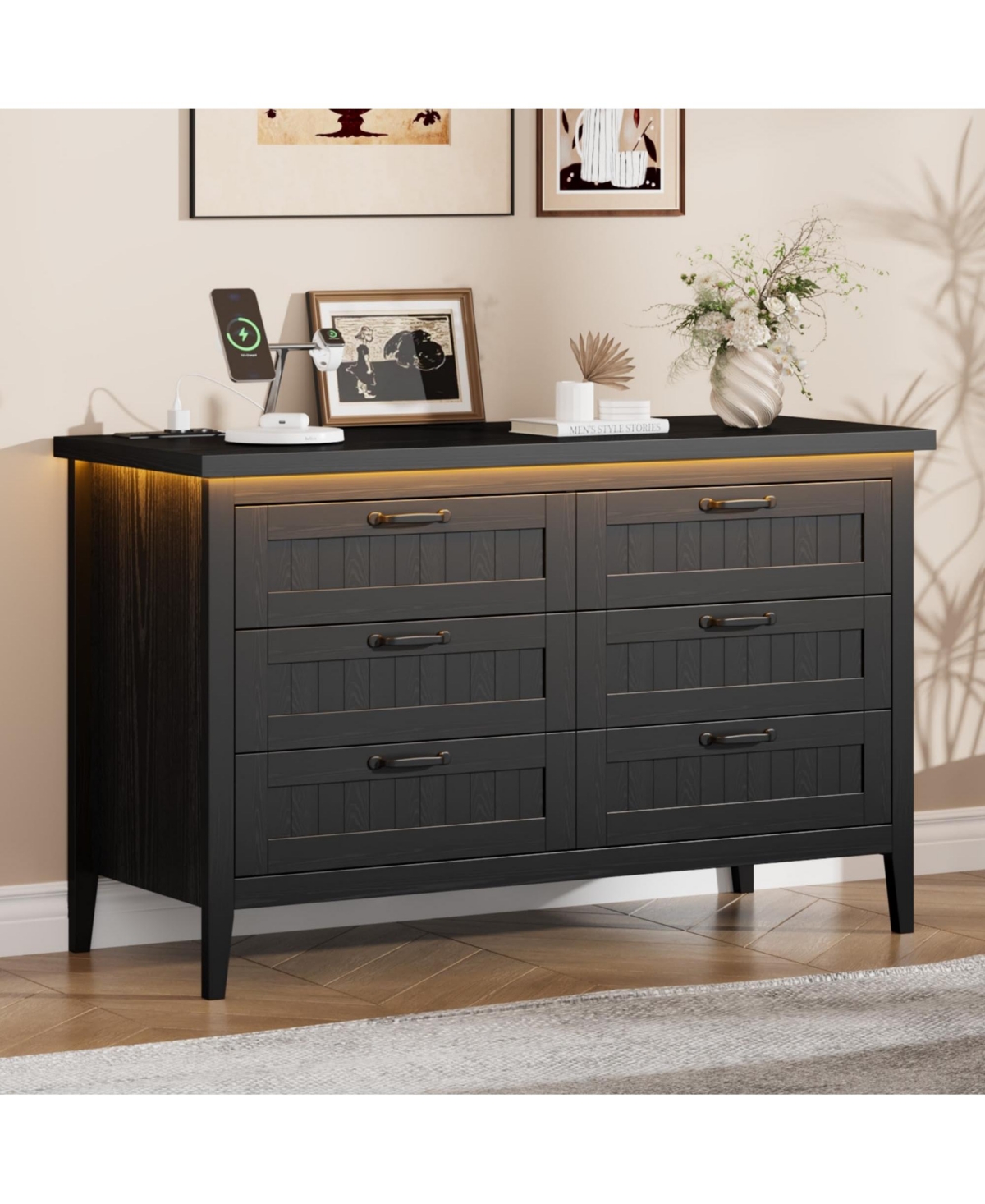 Click here for gaomon Farmhouse Drawer Dresser with Charging Stat... prices