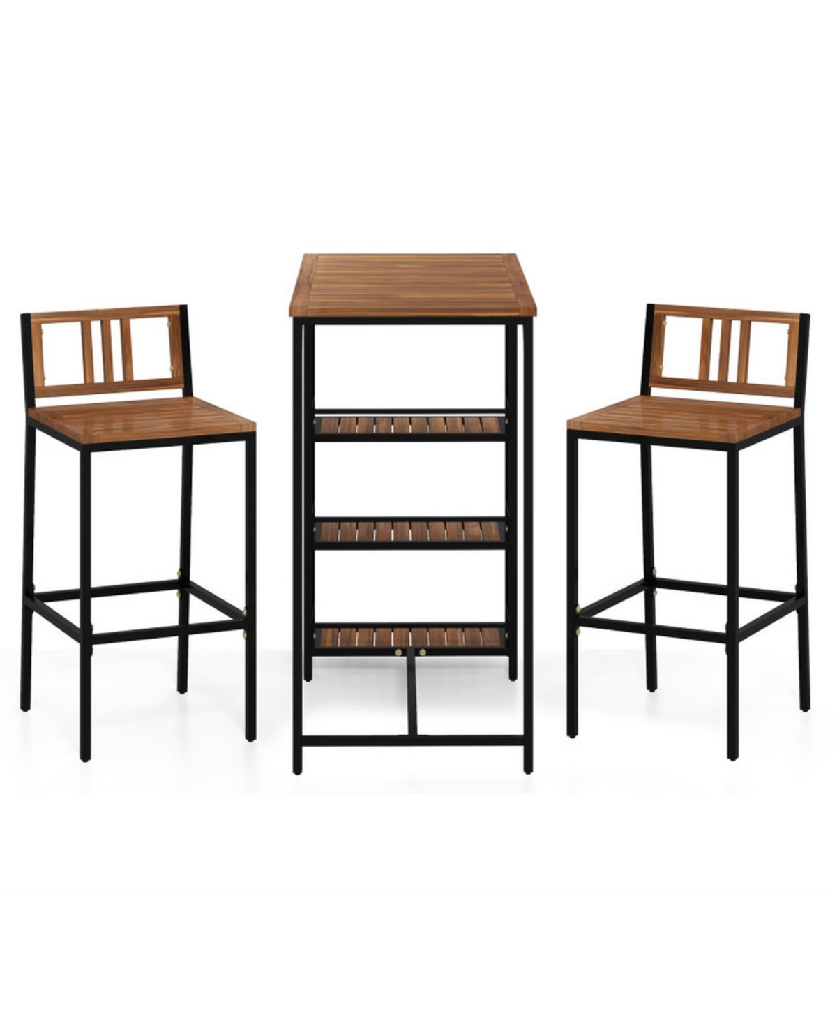 Click here for Gouun 3-Piece Acacia Wood Outdoor Bar Set with 3-T... prices