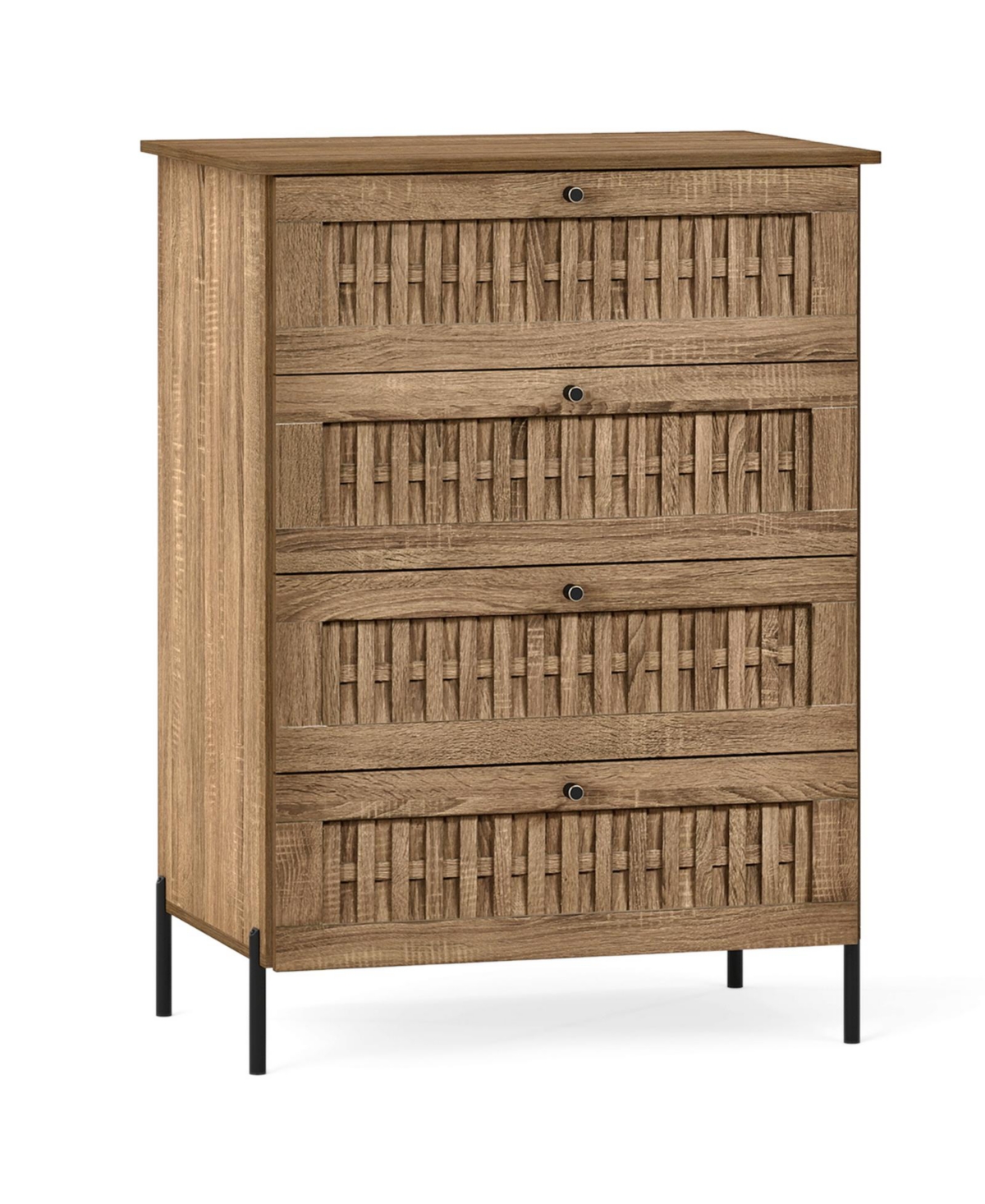 Click here for Slickblue Oak 4-Drawer Storage Dresser with Metal... prices
