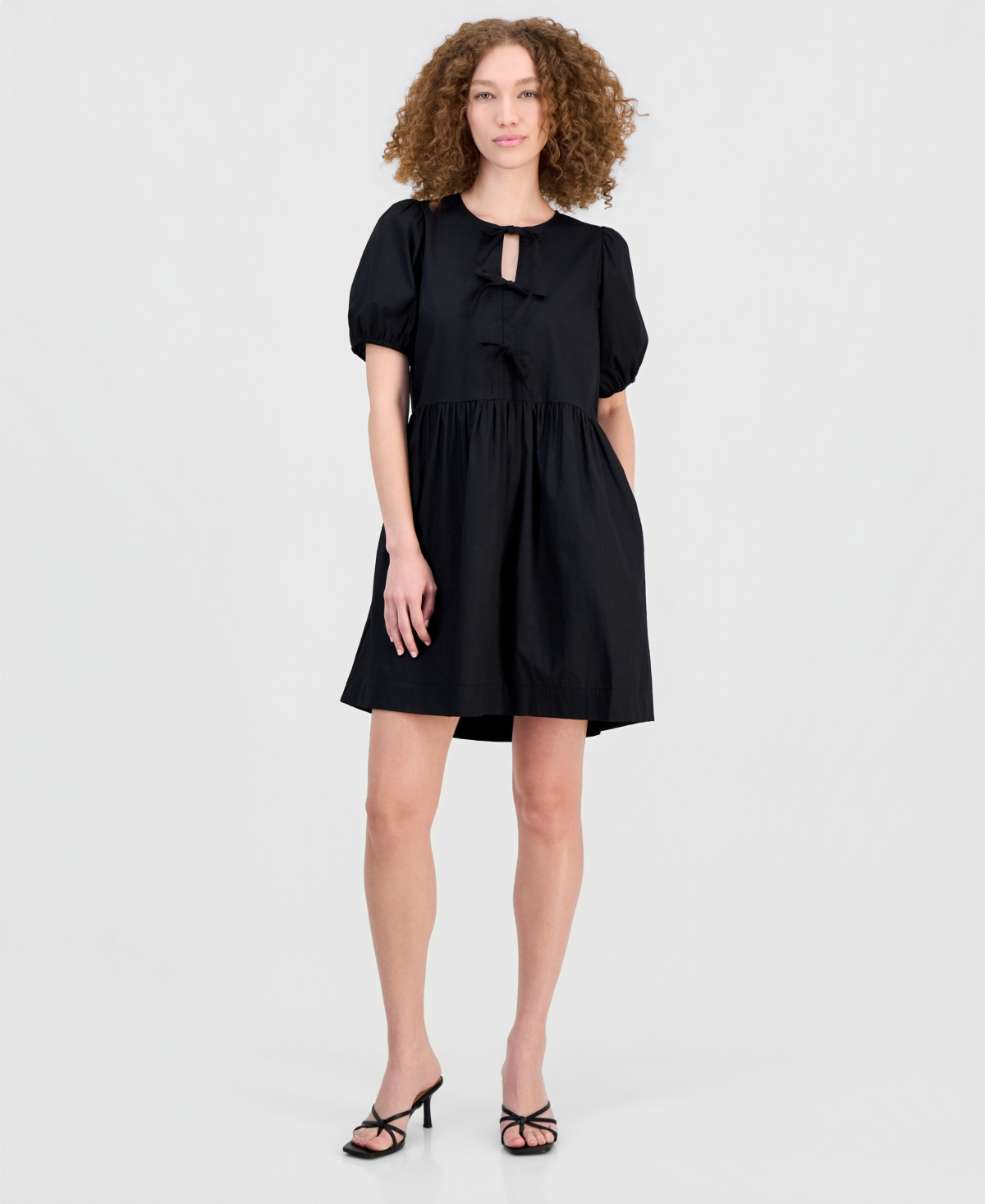 Click here for Robbie Bee Womens Cotton Bow-Trim A-Line Mini Dres... prices