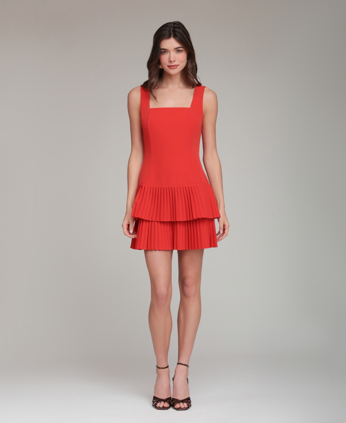 Click here for Avec Les Filles Womens Drop Waist Pleated Tier Min... prices