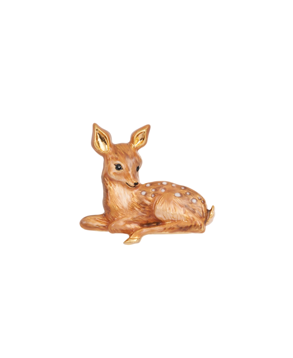Click here for Fable England Resting Fawn Enamel Brooch - Gold prices