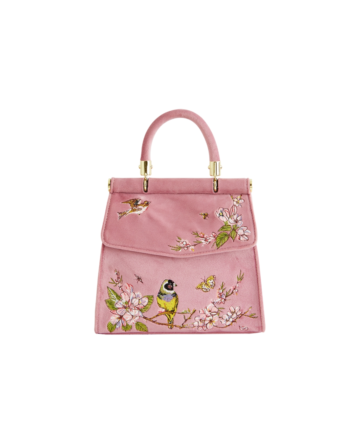Click here for Fable England Song Bird Embroidered Mini Pink Tote... prices