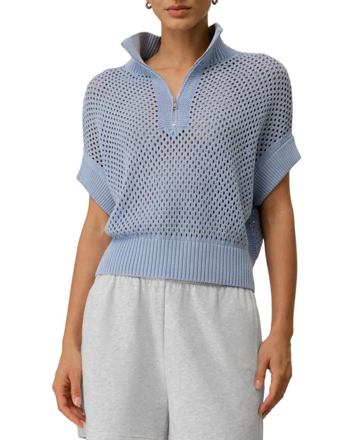 Click here for Lilysilk Womens Toscana Pointelle Knit Half-Zip Sw... prices