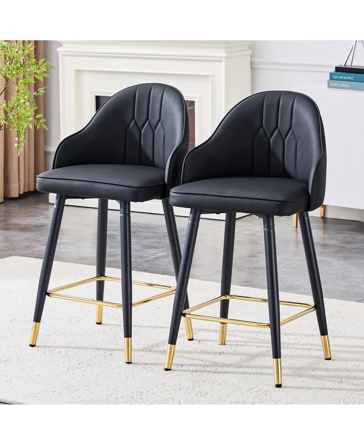 Click here for Rainsken Pu Leather Bar Stools Set of 2  Modern Co... prices