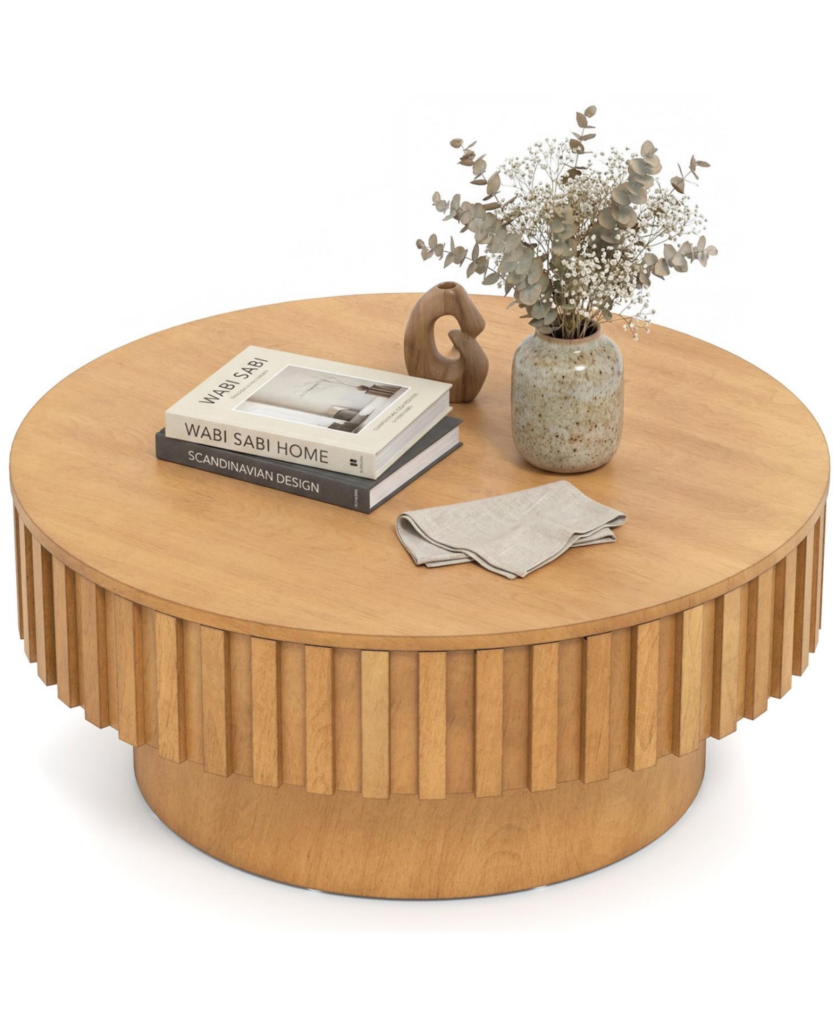 Click here for Slickblue Modern Round Wooden Drum Coffee Table wi... prices