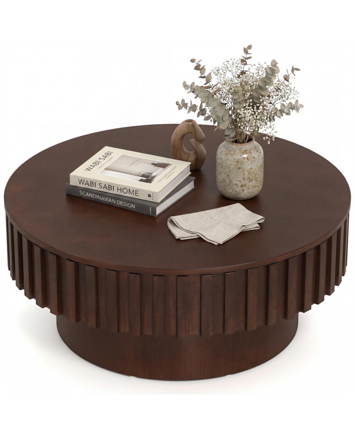 Click here for Slickblue Modern Round Wooden Drum Coffee Table wi... prices