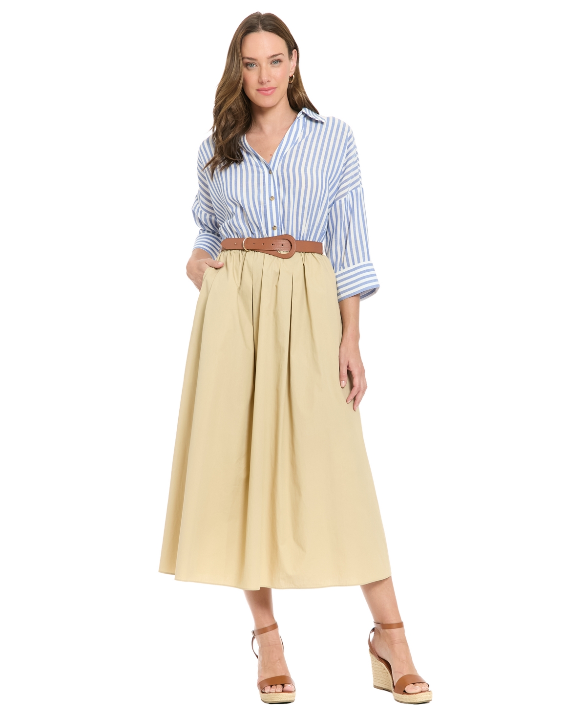 Click here for London Times Petite Fit & Flare Midi Dress - Blue.... prices