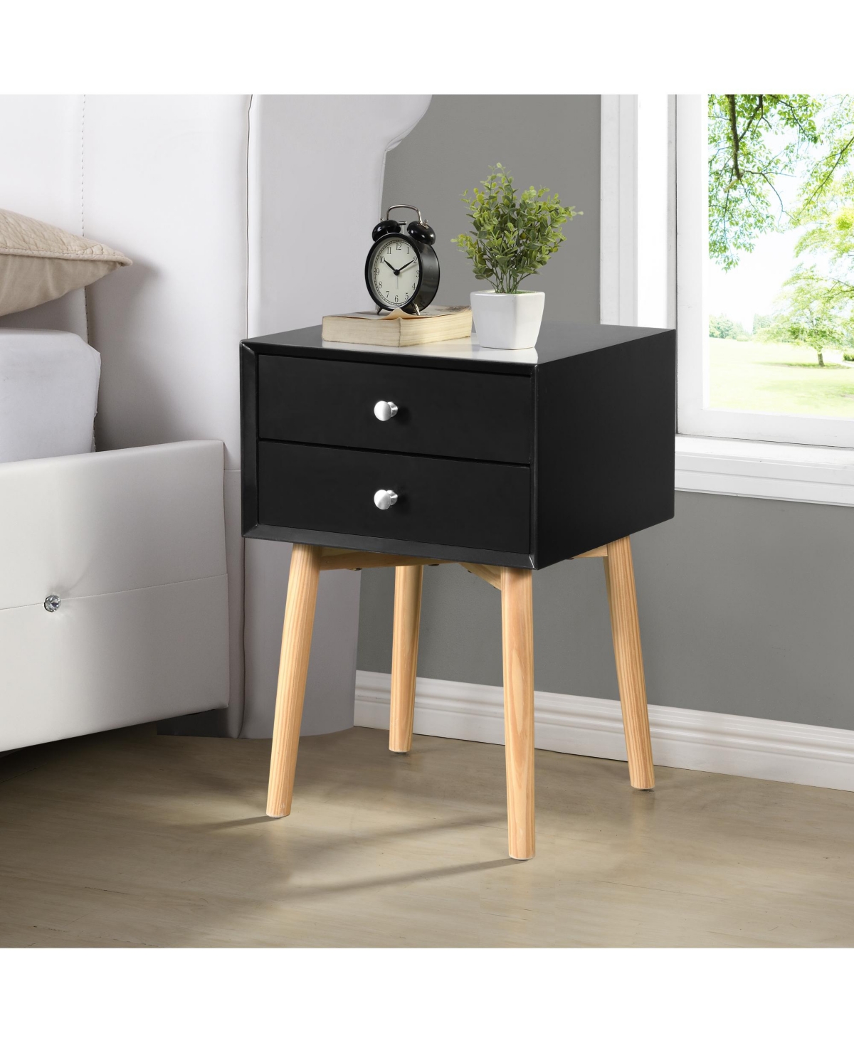 Click here for Rainsken Mid-Century Modern Nightstand with 2 Draw... prices